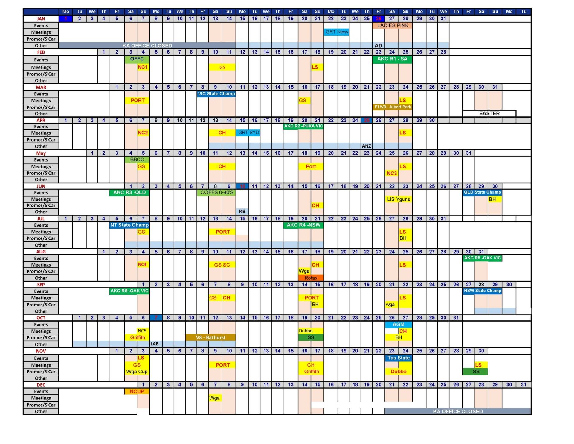 2024 Updated Calendar - Karting Australia (NSW)